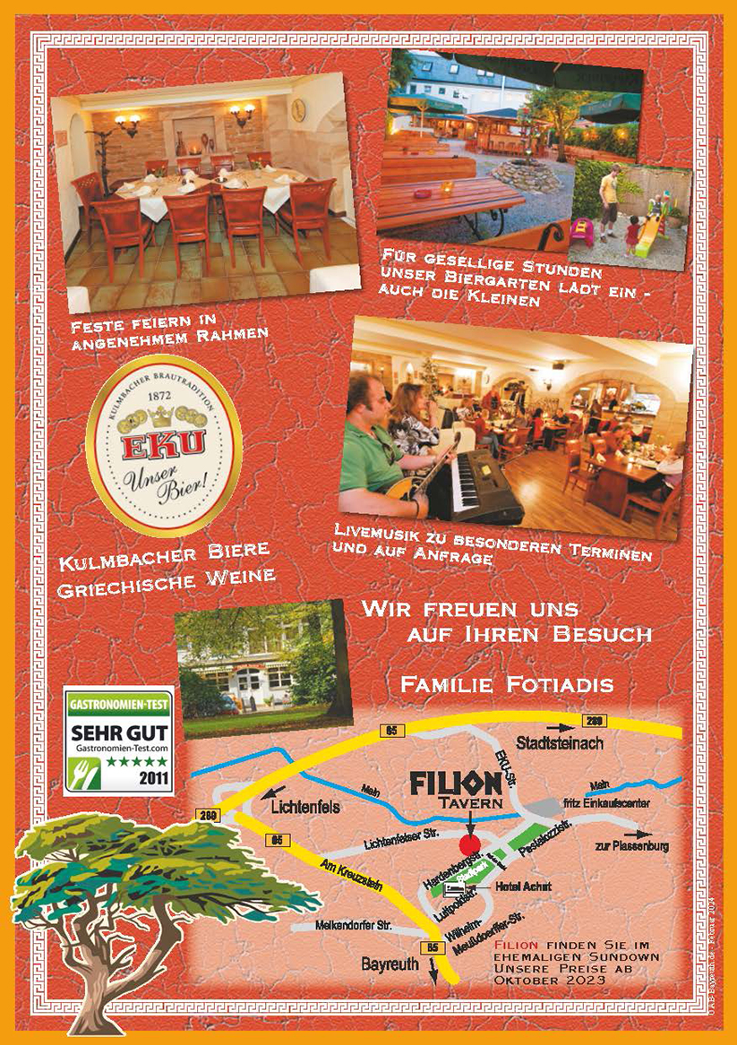 Griechische Restaurant am Stadtpark in Kulmbach